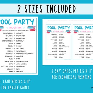 Pool Party This or That Game | Printable Fun Summertime Party Games ...