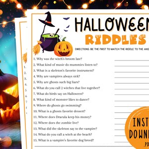 Halloween Riddles Party Game Halloween Games for Kids Fun - Etsy