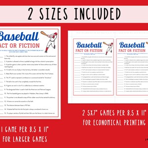 Baseball Fact or Fiction Trivia Game | Printable Baseball Team Party ...