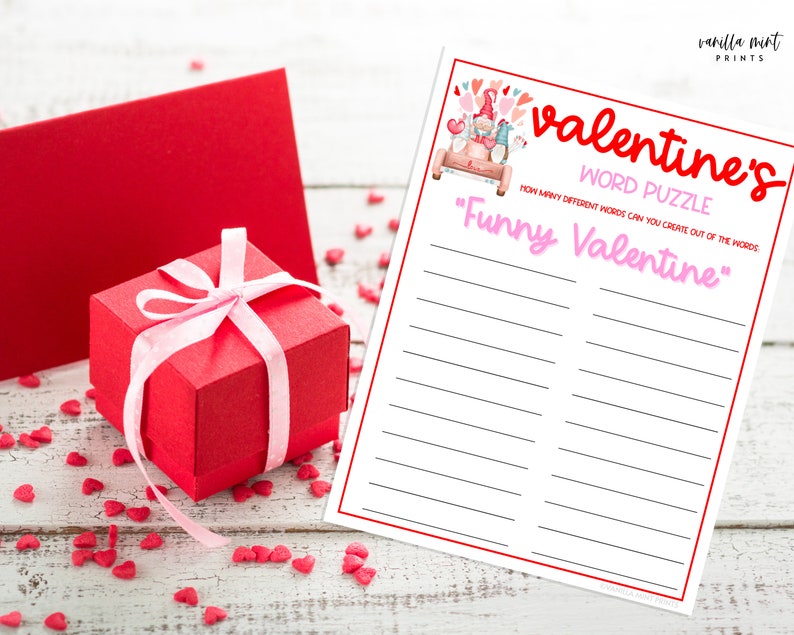 Valentine's Day Word Puzzle Game Fun Valentine's Day - Etsy