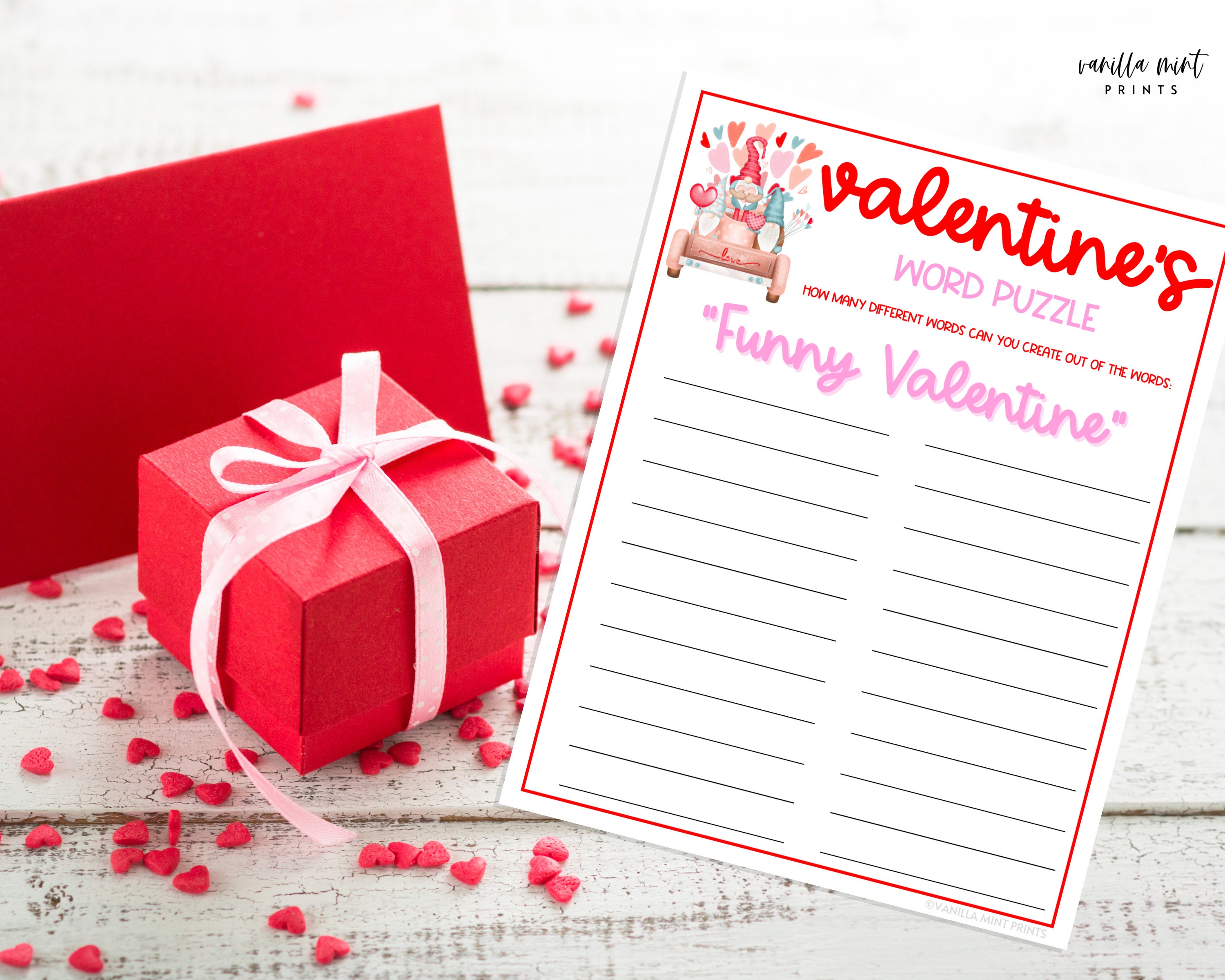 Valentine's Day Word Puzzle Game Fun Valentine's Day | Etsy