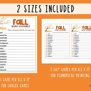 Fall Word Scramble Game Printable Autumn Games Fall Time - Etsy