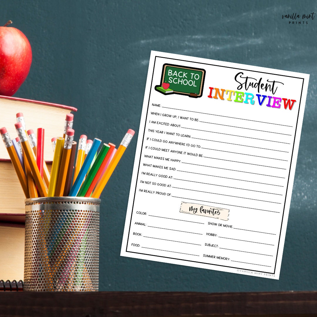 Back to School Student Interview | First Day of School All About Me ...