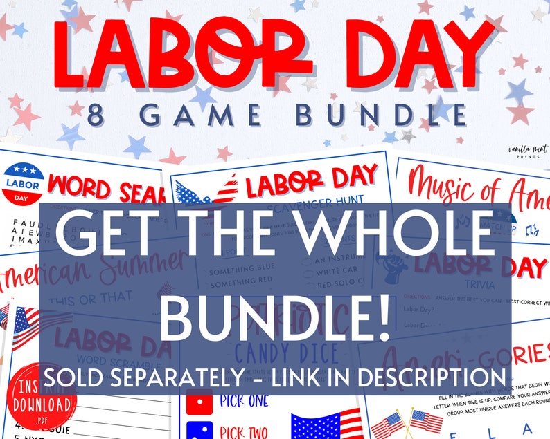 Labor Day Scavenger Hunt Game Labor Day Printable Games | Etsy