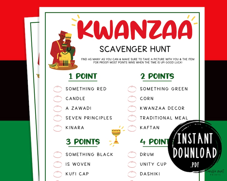 Kwanzaa Scavenger Hunt | Printable Kwanzaa Party Games | Fun Activities ...