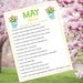 May Trivia Game | Printable Month Party Games | Springtime Activities ...