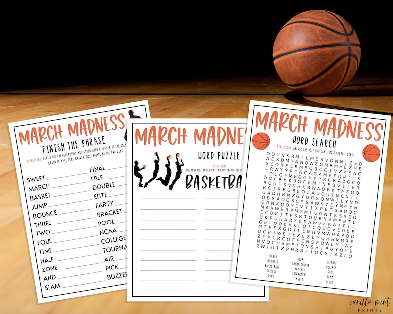 March Madness 10 Game Bundle Ten Printable March Madness | Etsy