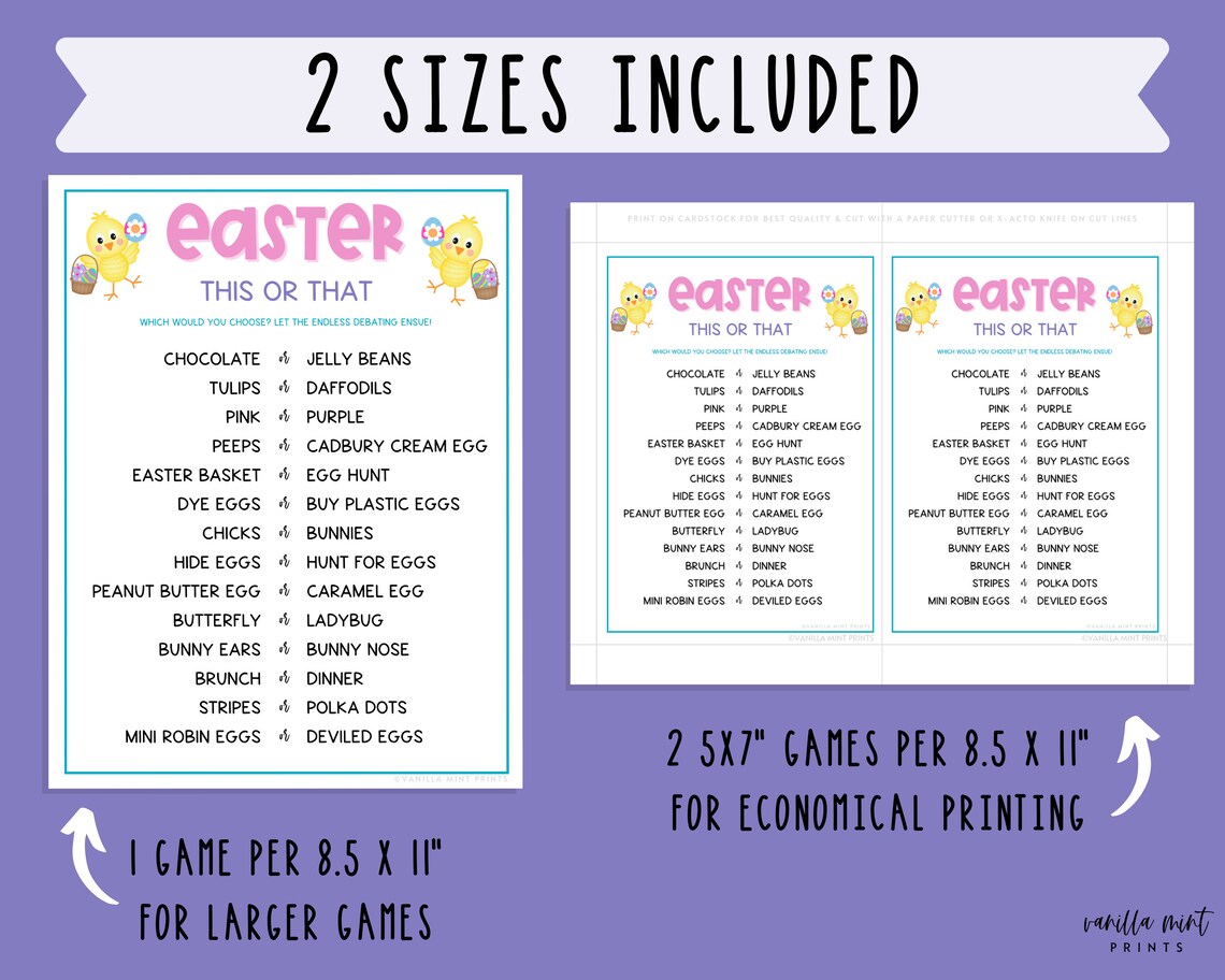 Easter This or That Game Printable Easter Party Games - Etsy