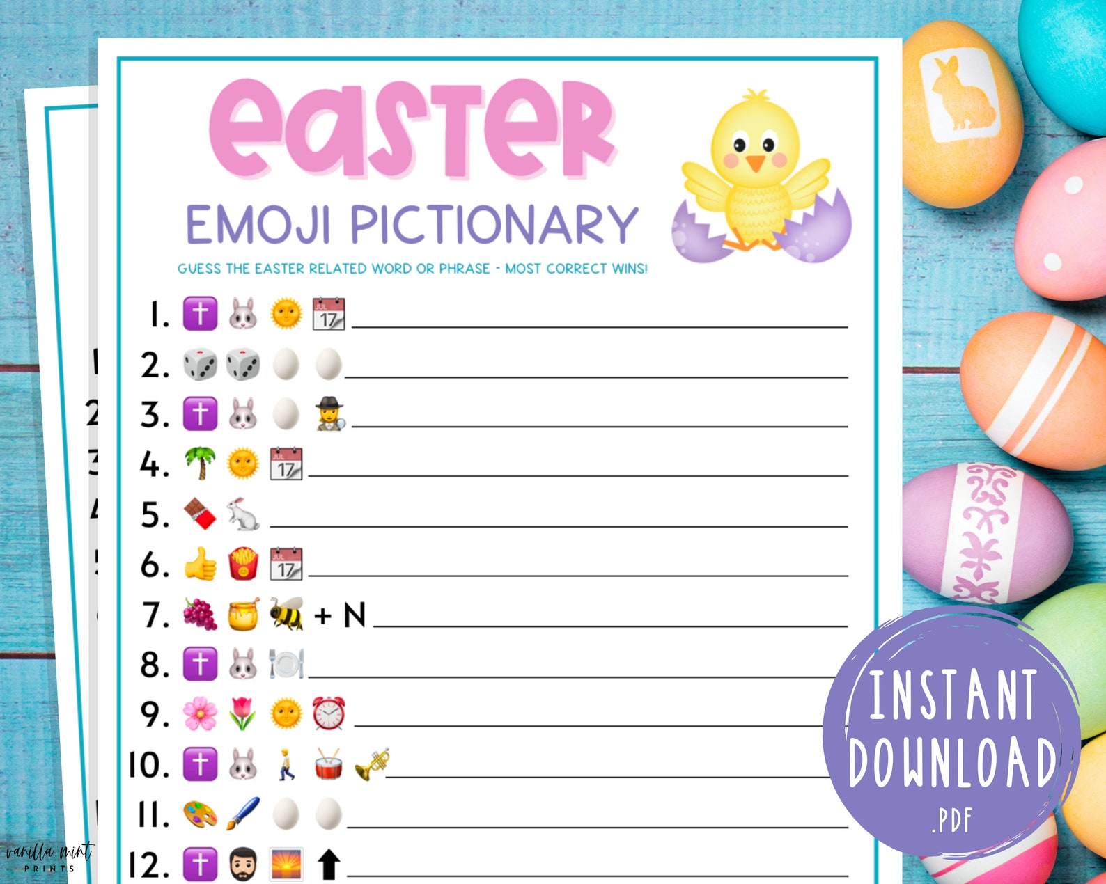 Easter Emoji Pictionary Game Easter Classroom Activities - Etsy
