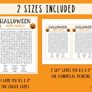 Halloween Word Search Game Halloween Printable Games | Etsy