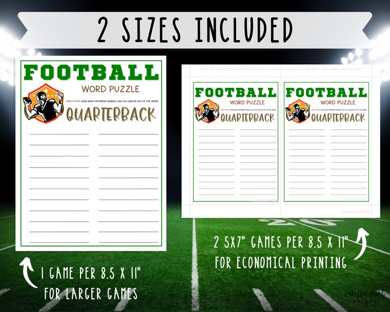 Football Word Puzzle Game Super Bowl Party Games Printable - Etsy