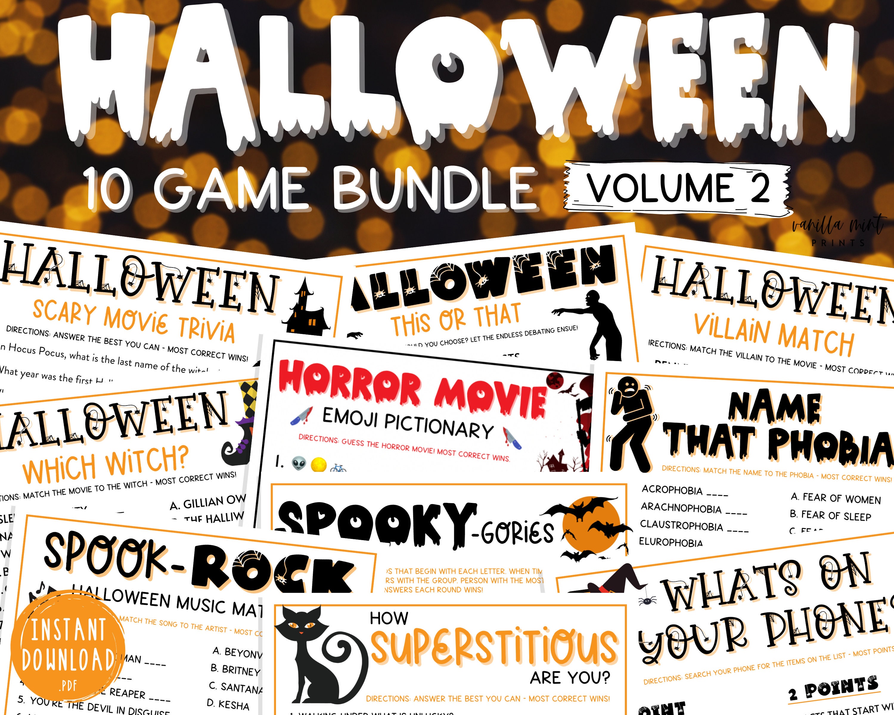 Halloween Party Games BUNDLE 10 Halloween Printable Games - Etsy