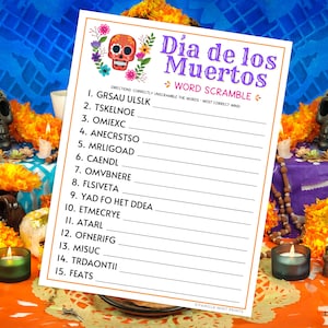 Día De Los Muertos Word Scramble | Printable Day of the Dead Party Game ...