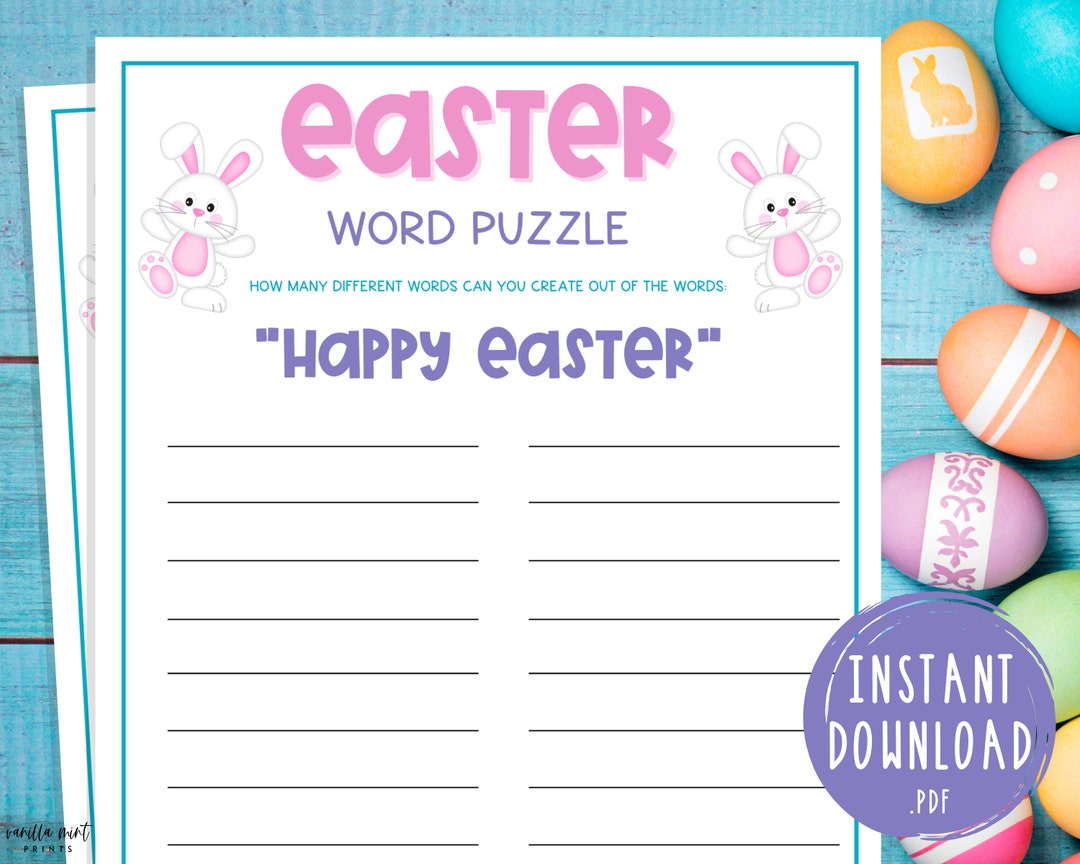 Easter Word Puzzle | Printable Easter Games | Party Games | Happy ...
