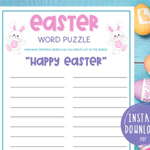 Easter Word Puzzle | Printable Easter Games | Party Games | Happy ...