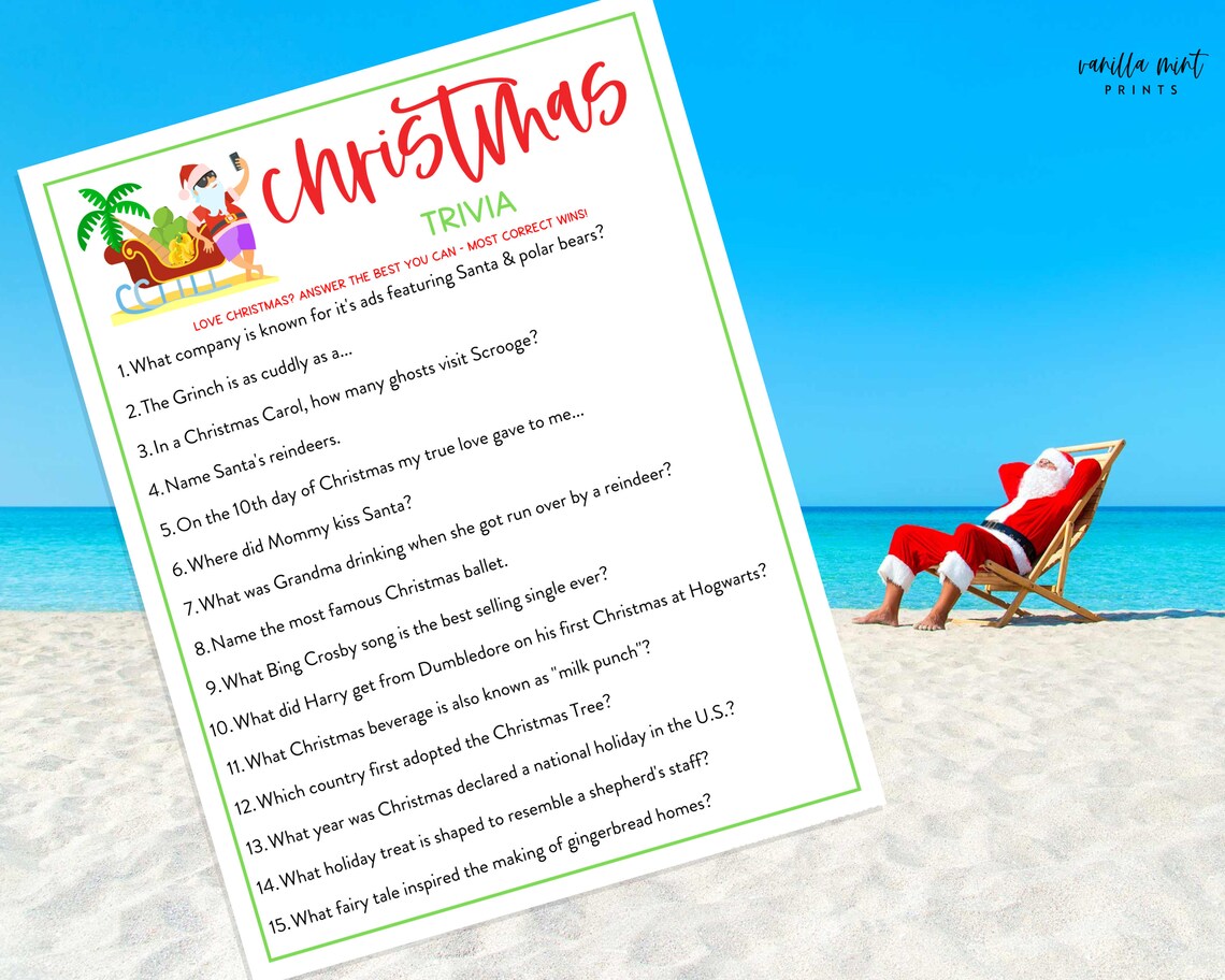 Christmas in July Trivia Party Game Beach Christmas - Etsy