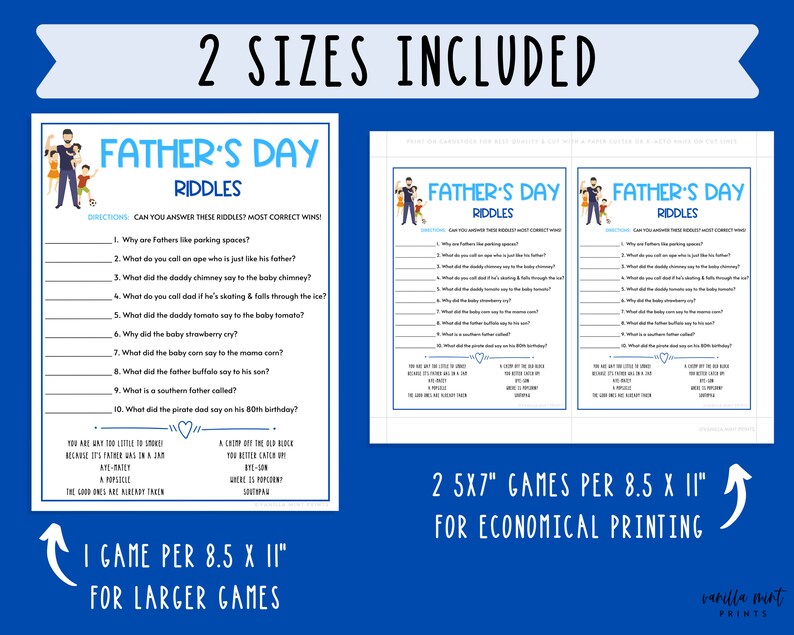 Father's Day Riddles Game Father's Day Games Games - Etsy