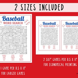 Baseball Word Search Game | Printable Baseball Team Party Games | MLB ...
