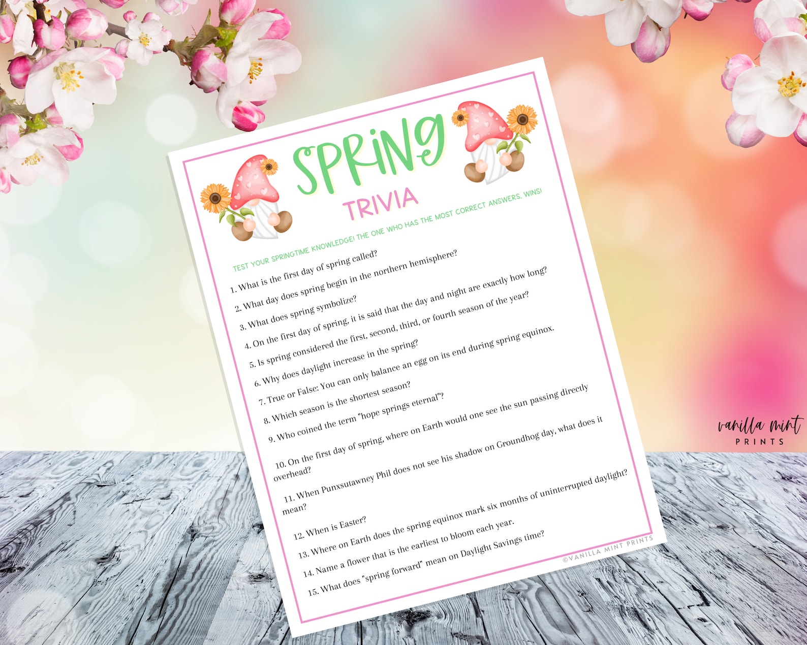 Spring Trivia Game | Printable Springtime Games | Party Games | Spring ...
