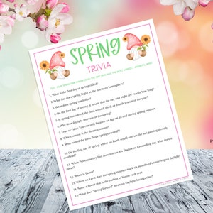Spring Trivia Game | Printable Springtime Games | Party Games | Spring ...
