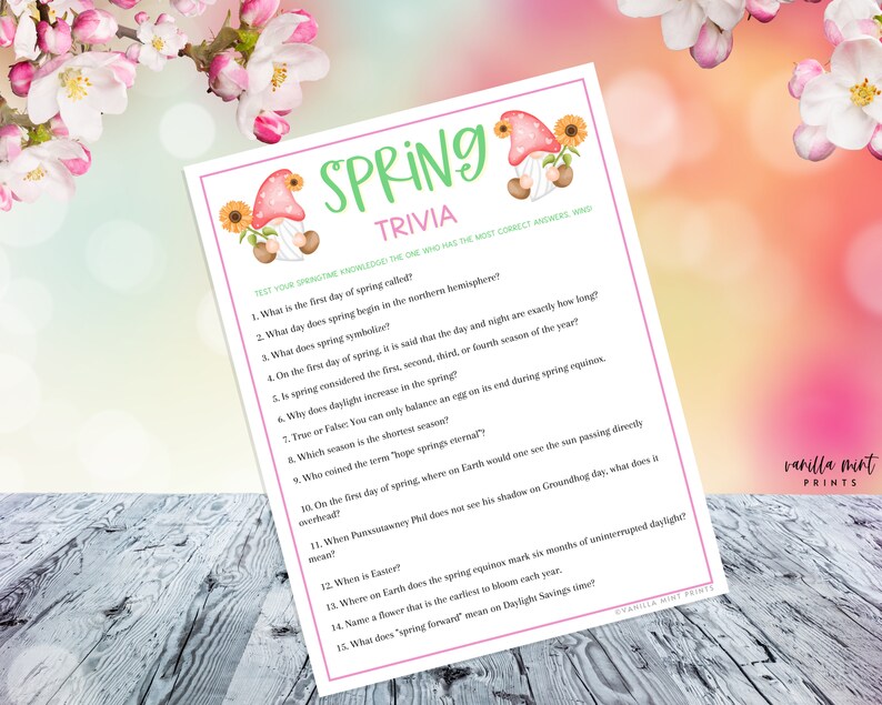 Spring Trivia Game | Printable Springtime Games | Party Games | Spring ...