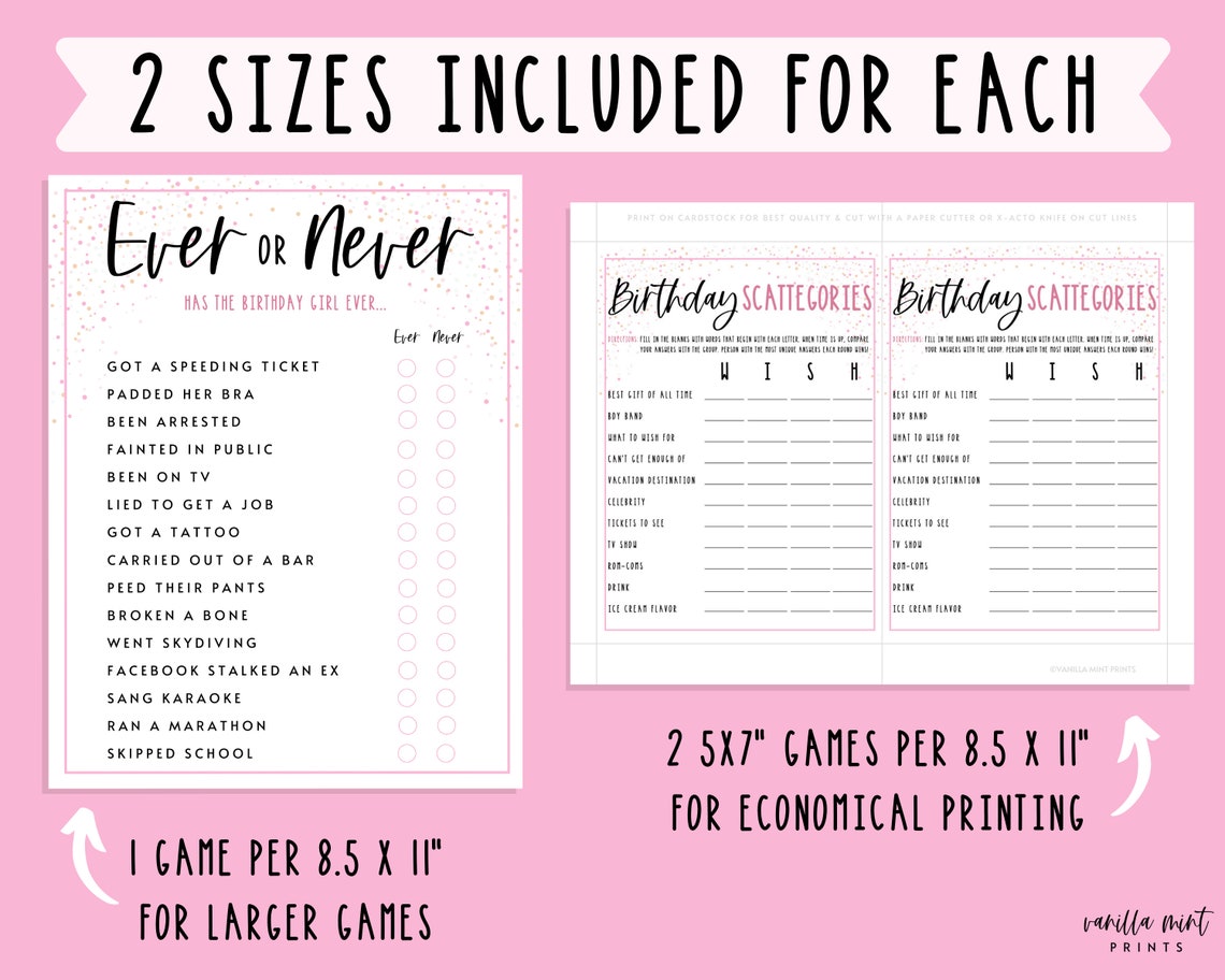 Adult Birthday Party Games BUNDLE 7 Birthday Party Games for - Etsy