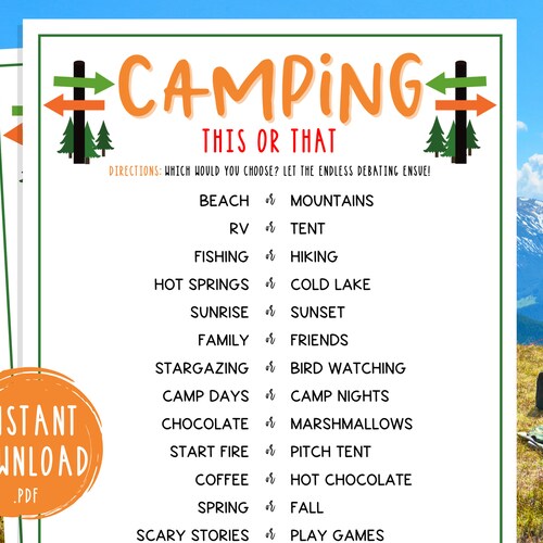 Camping Scavenger Hunt Printable Campground Party Games - Etsy