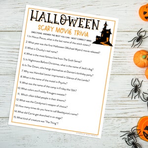 Halloween Scary Movie Trivia Game Halloween Printable Games | Etsy
