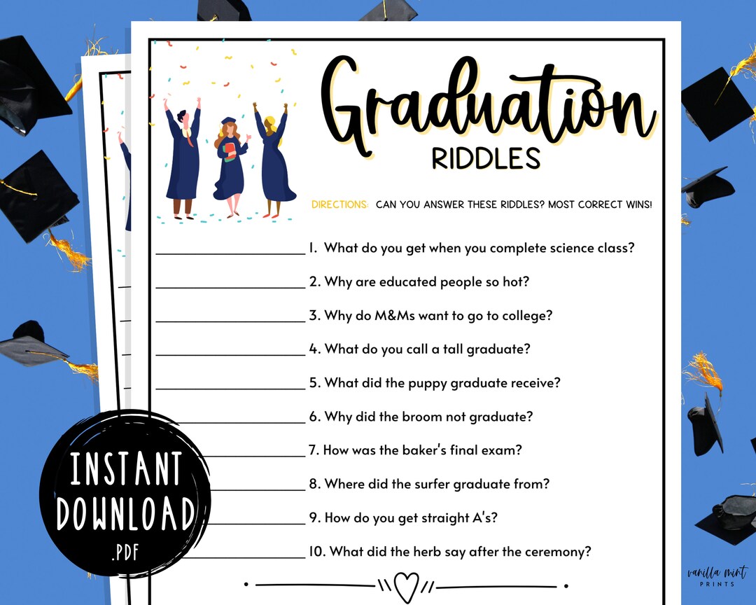 Graduation Games | Riddles | Fun Graduation Party Games | Class of 2024 ...