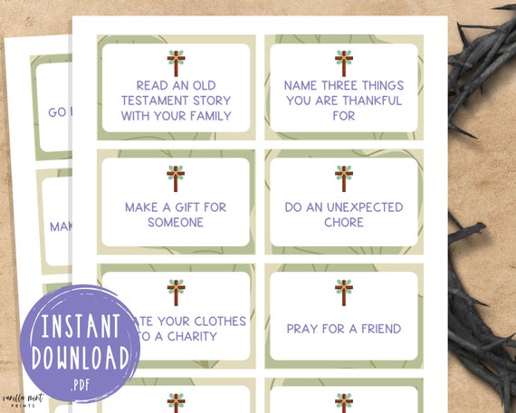 40 Lent Activity Cards Printable Cards for Lent Easter | Etsy