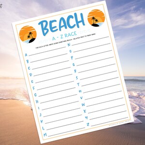 Beach A-Z Word Race Game | Printable Summertime Games | Fun Beach ...