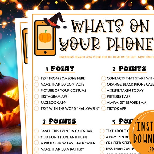 Halloween What's on Your Phone Party Game Halloween - Etsy