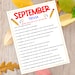 September Trivia Game | Printable Month Party Games | Fall Activities ...