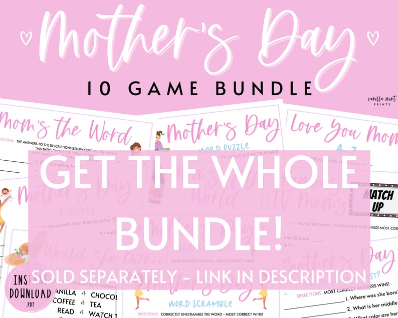 Famous TV Moms Match up Trivia Game Mothers Day Games - Etsy