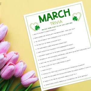 March Trivia Game | Printable Month Party Games | Springtime Activities ...