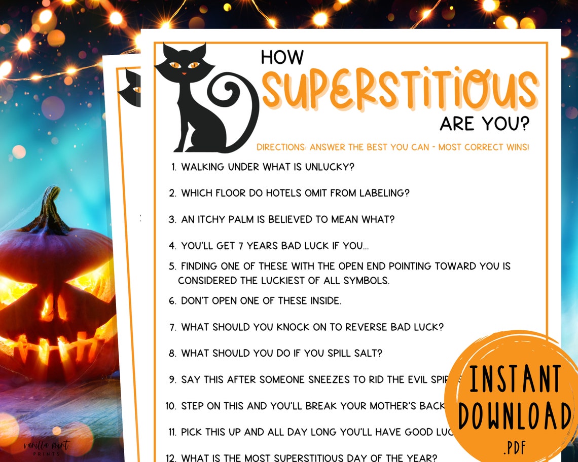 Halloween Superstitious Trivia Game Superstition Games How - Etsy