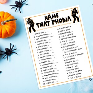 Halloween Name That Phobia Match up Game Phobia Trivia Games - Etsy Canada
