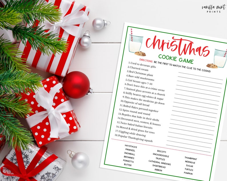 Christmas Cookie Game Game Christmas Trivia Printable Games - Etsy