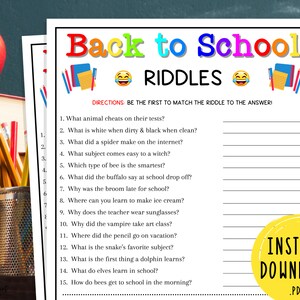 Back to School Game Riddles First Day of School Activities - Etsy