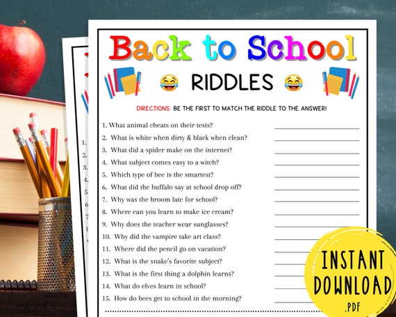 Back to School Game Riddles First Day of School Activities - Etsy