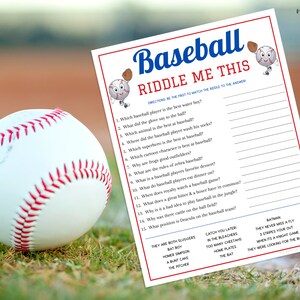 Baseball Riddle Me This Game | Printable Baseball Team Party Games ...