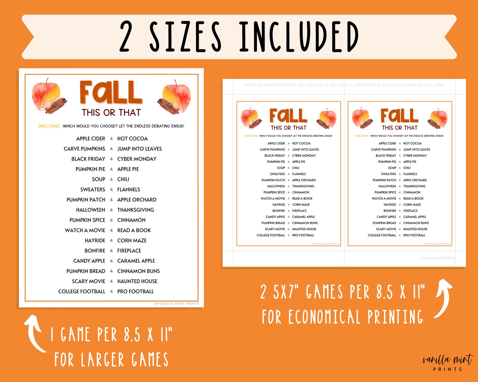 Fall This or That Game Printable Autumn Party Game Fall - Etsy