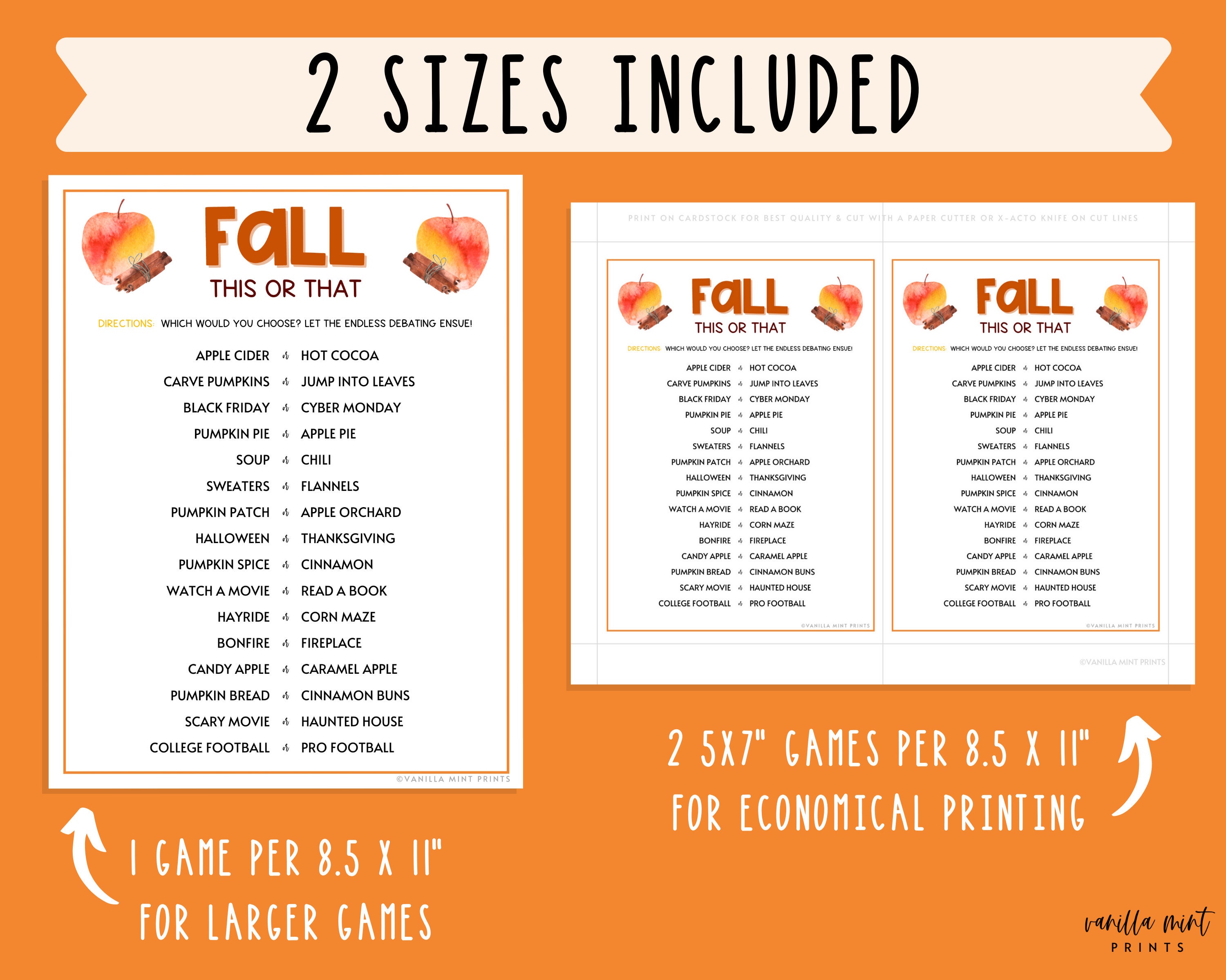 Fall This or That Game Printable Autumn Party Game Fall - Etsy Canada