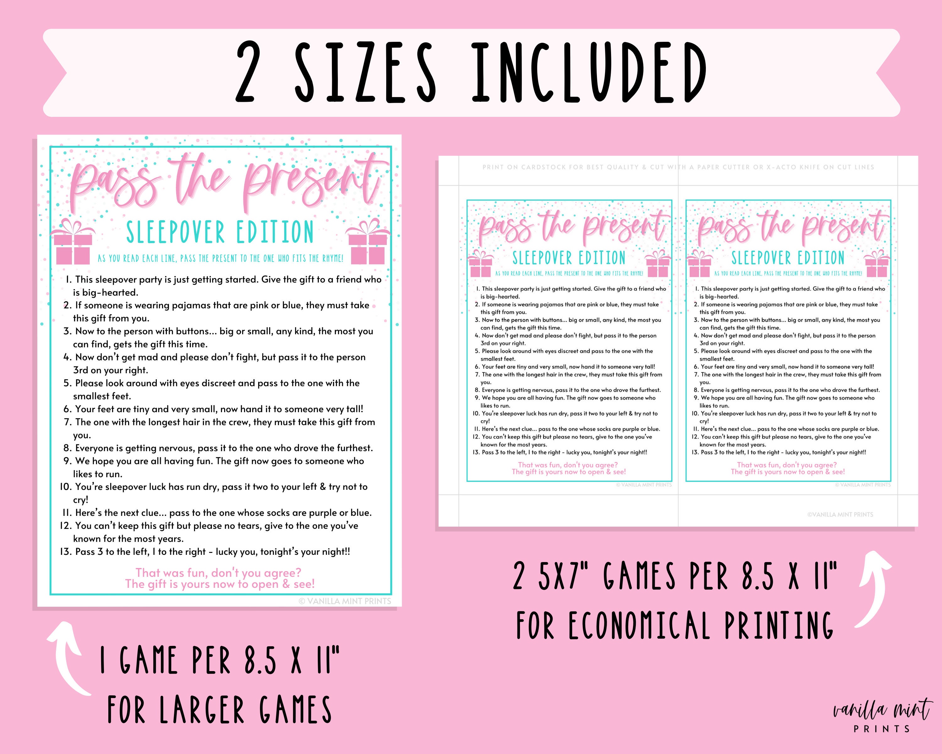 Teen Slumber Party Games Pass the Present Sleepover Edition - Etsy