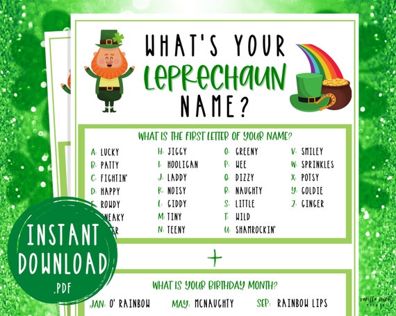 St. Patrick's Day What's Your Leprechaun Name Game | Etsy
