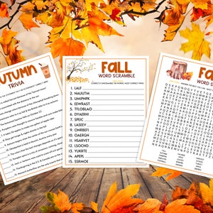 Fall 10 Game BUNDLE Printable Autumn Game Bundle Fall Time - Etsy