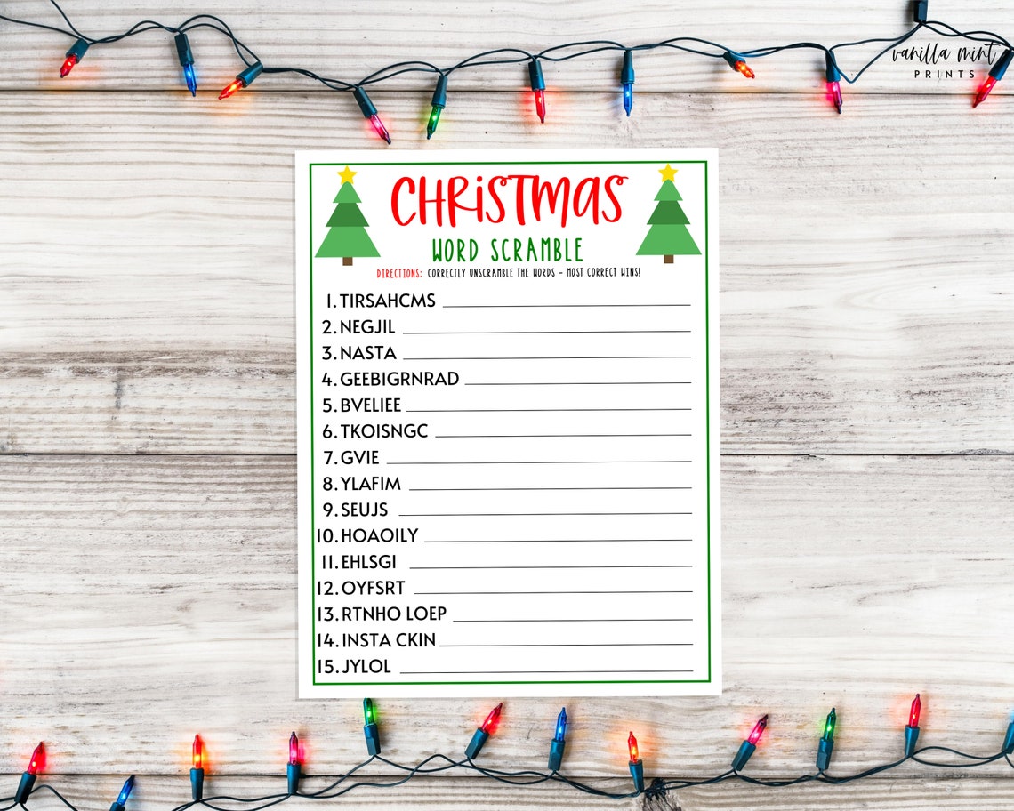 Christmas Word Scramble Game Christmas Printable Games Fun | Etsy