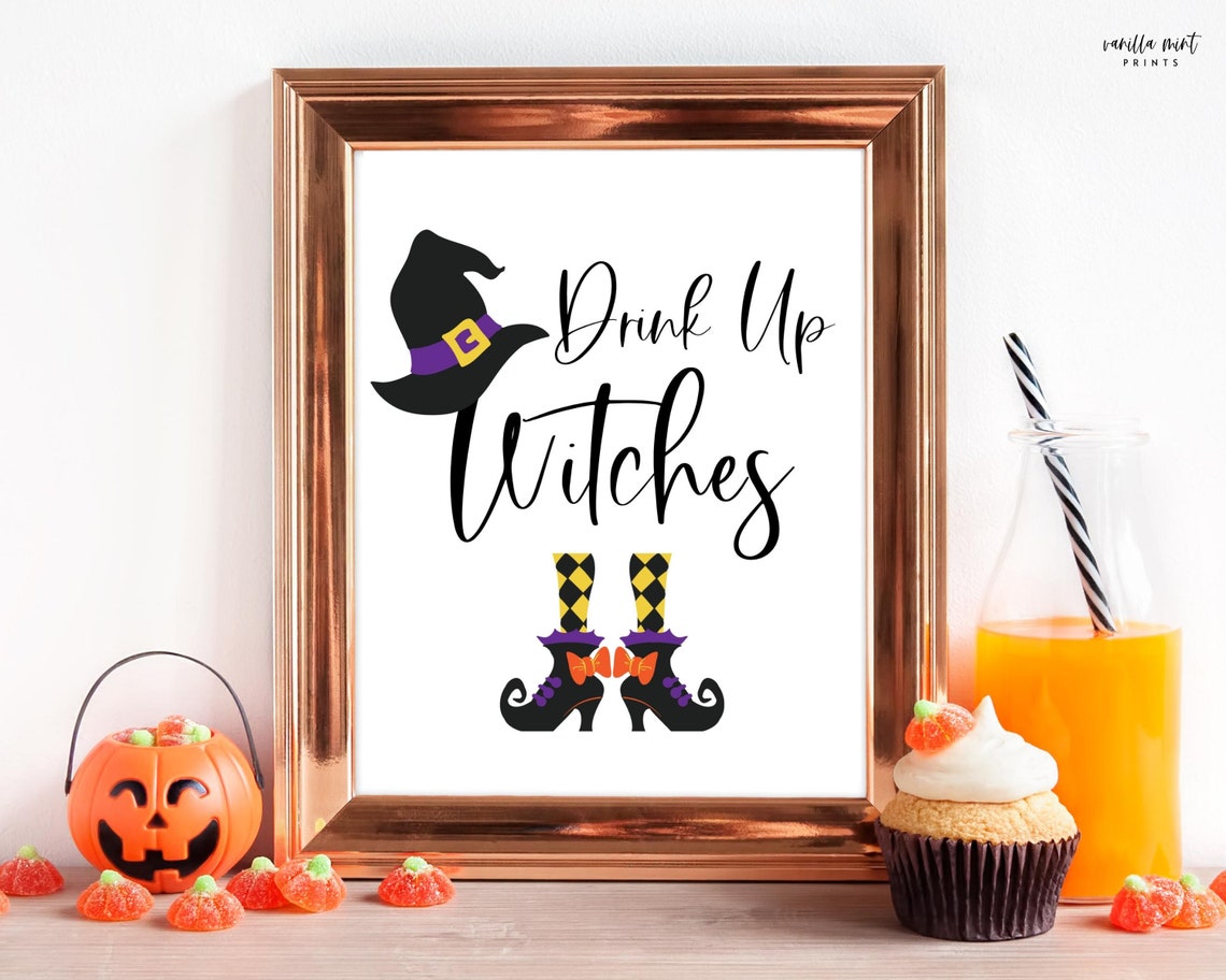 Halloween Party Signs Drink up Witches Halloween Party | Etsy