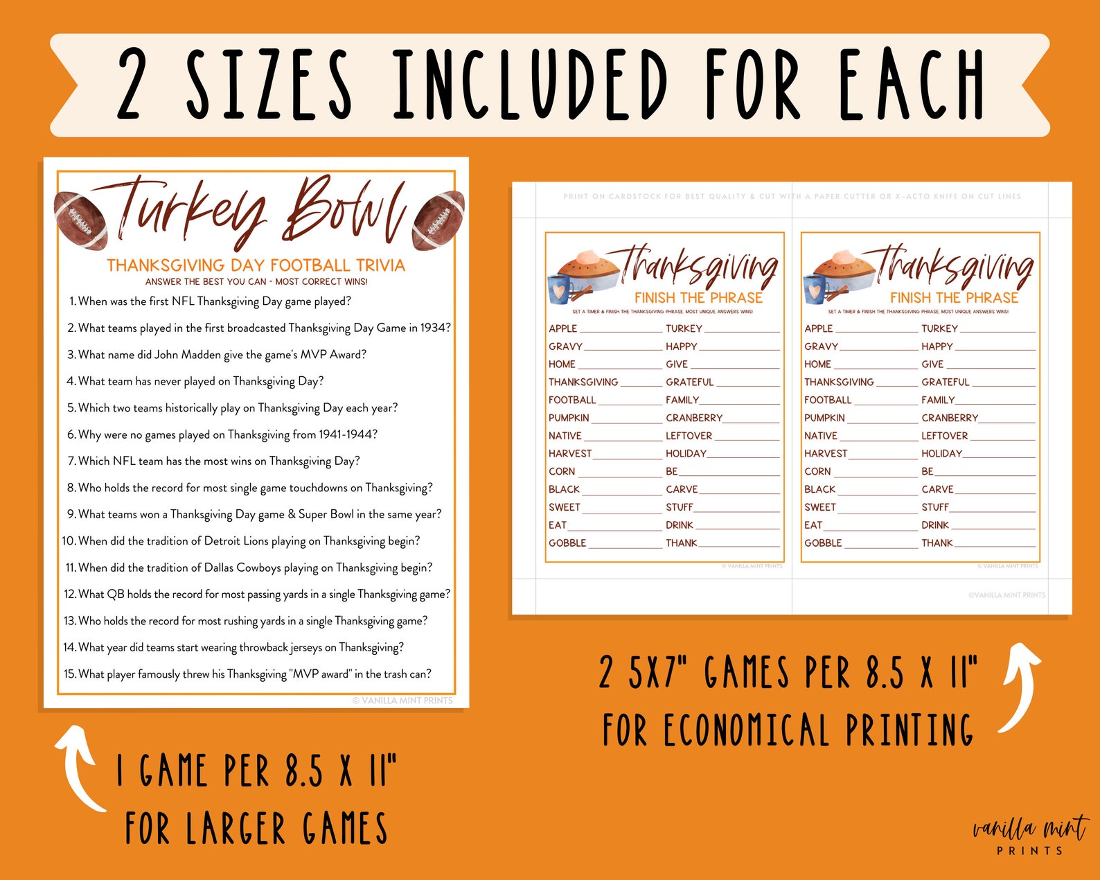 Thanksgiving Game BUNDLE Volume 1 10 Thanksgiving Printable - Etsy