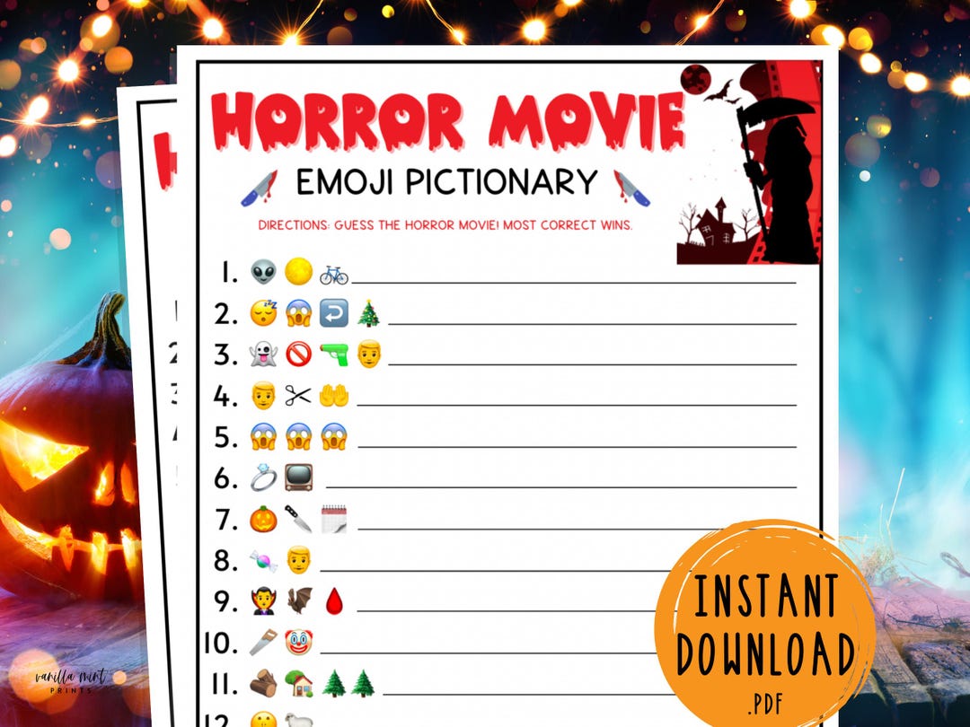 Halloween Horror Movie Emoji Pictionary Party Game | Halloween Scary ...
